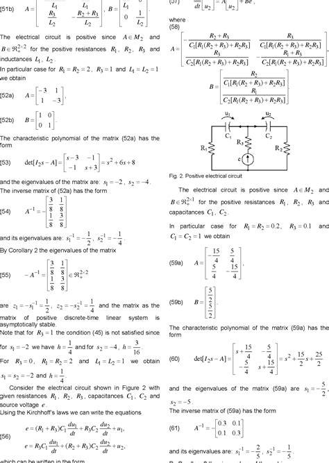 Figure 2 From Positive Linear Systems And Electrical Circuits With Inverse State Matrices