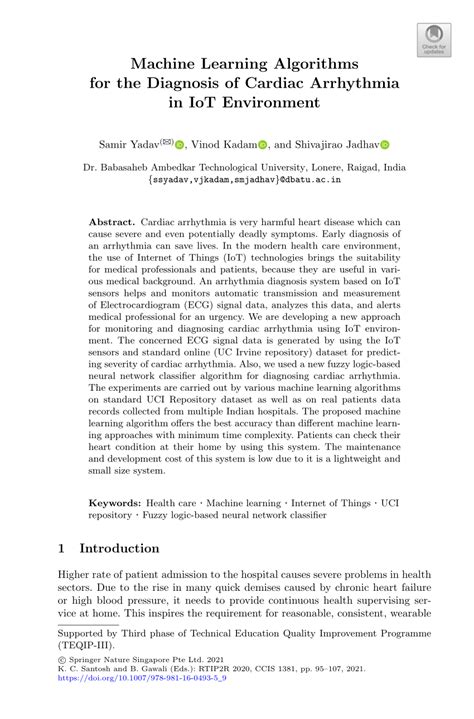 Pdf Machine Learning Algorithms For The Diagnosis Of Cardiac