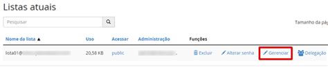 Listas de endereçamento no cPanel SAN