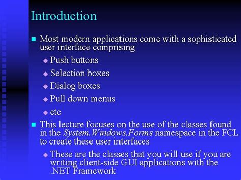 Object Oriented Programming Graphical User Interfaces Dr Mike