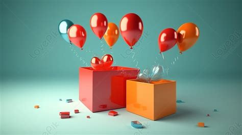 풍선이 있는 상자의 3d 애니메이션 3d 배경 상자 배경 풍선 3d 배경 이미지 Hd 3d 상자 풍선 3d 배경 사진 무료 다운로드 Lovepik