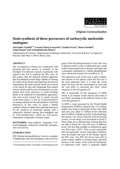 Pdf Semi Synthesis Of Three Precursors Of Carbocyclic Nucleoside
