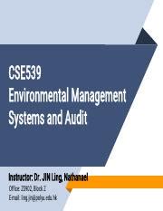 Environmental Management Systems And Audit A Comprehensive Course Hero