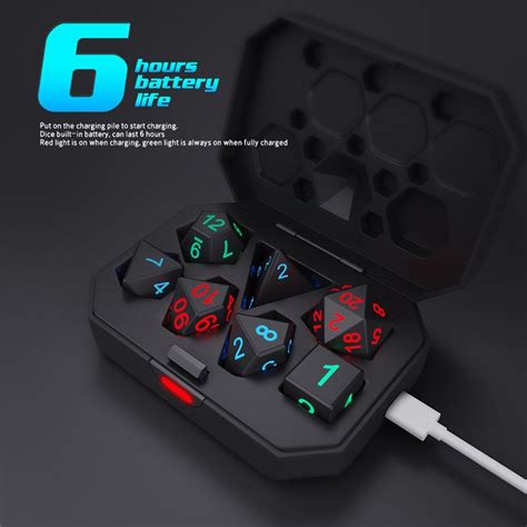 Sz 01 7pcs Set Led Luminous Dice Set Polyhedron Rechargeable Dice Set