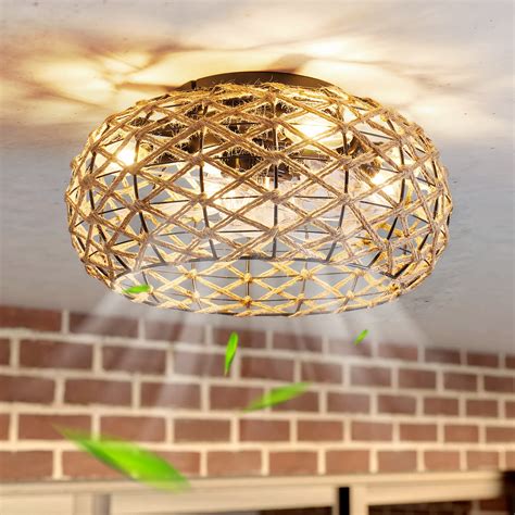 20 Boho Ceiling Fans With Lights And Remote Rattan Flush Mount Ceiling
