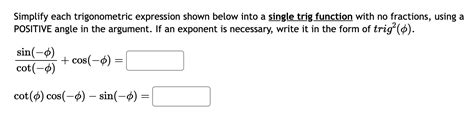 Solved Simplify Each Trigonometric Expression Shown Below