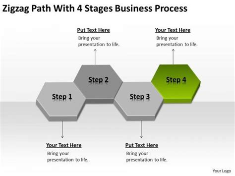 Zigzag Path With 4 Stages Business Process Ppt Plan Template PowerPoint Slides