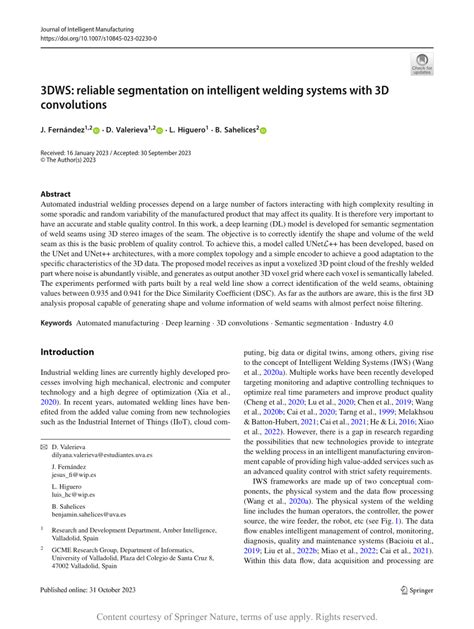 pdf 3dws reliable segmentation on intelligent welding systems with