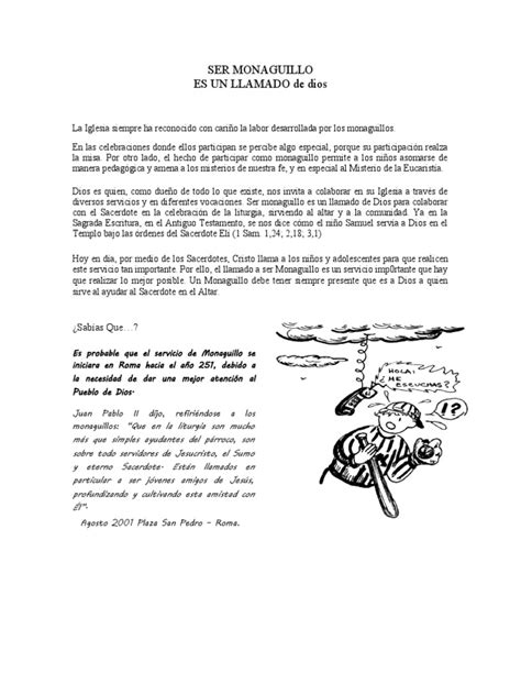Ser Monaguillo Es Un Llamado De Dios Monaguillos Ods Pdf