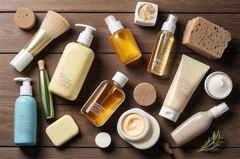 Premium Photo Close Up Of Body Care Cosmetic Products On Wood