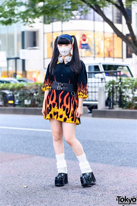 Twin Tails Leg Warmers And Flames Harajuku Street Style W Beats By Dre