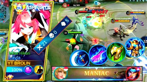 Layla Maniac + 21 Kills !! Layla Best Build Full Attacks Speed ~ Build Top 1 Global Layla ~ MLBB ...