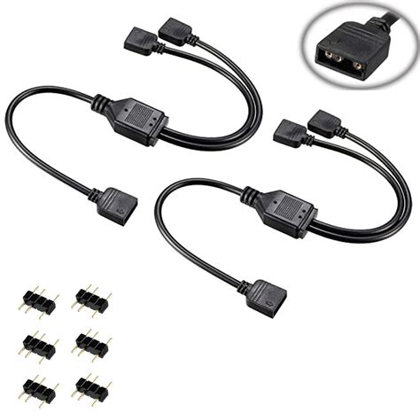 OPSFALCON ARGB Splitter Cable 5V 3 Pin ARGB 11 8 Inches 2 Pack 1 To