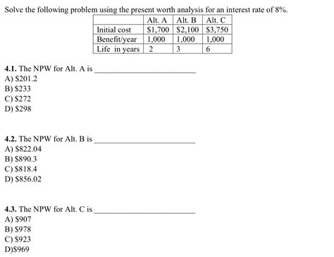 Solved Solve The Following Problem Using The Present Worth Chegg