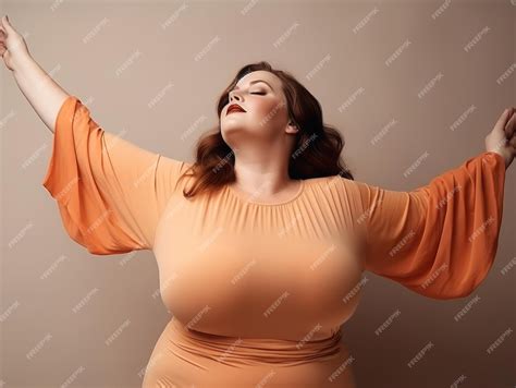 Premium Photo Plus Size Woman In Emotional Dynamic Pose