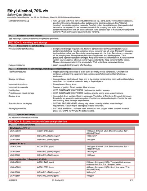 M13 Ethyl Alcohol 70 Msds Sheet PDF