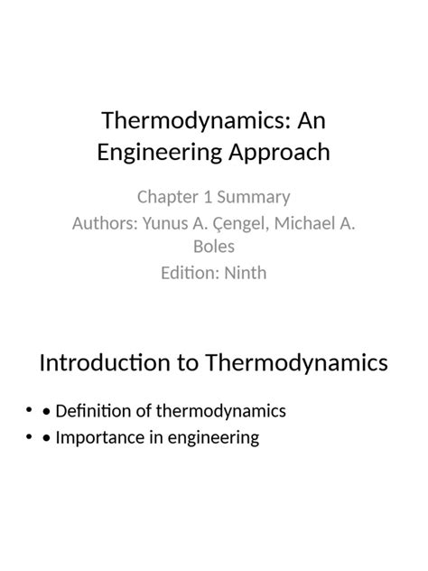 Thermodynamics Chapter 1 Summary Pdf