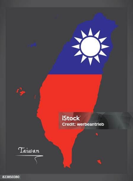 臺灣地圖與臺灣國旗圖向量圖形及更多亞洲圖片 亞洲 側影 台灣 Istock