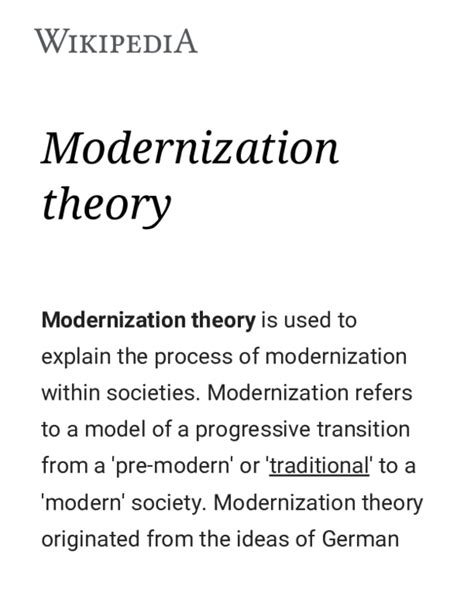 Pdf Modernization Theory
