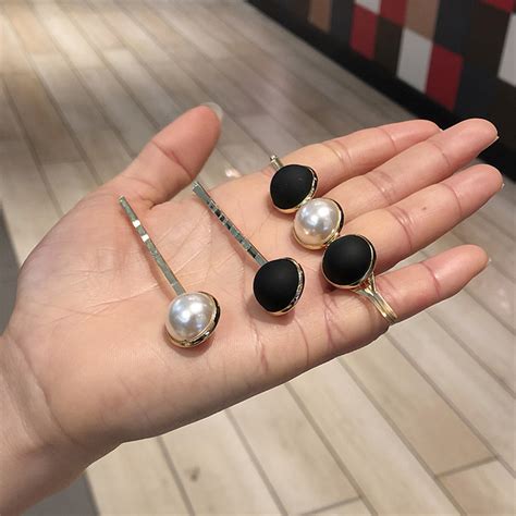 Badu Bg 3 бр компл Симулирани перлени фиби за коса Аксесоари Дамски шноли от смола Кръгла