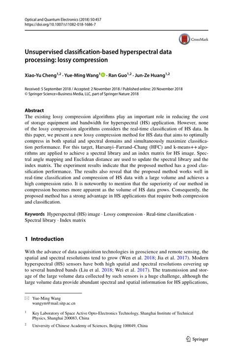 Pdf Unsupervised Classification Based Hyperspectral Data Processing