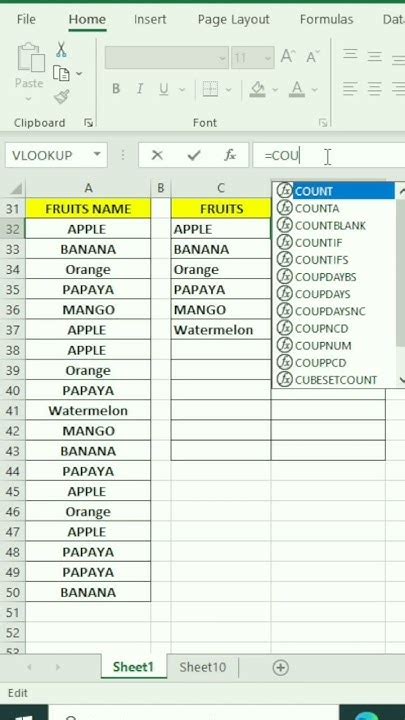 Unique Or Countif Formula In Excel Advance Excel Shorts Viral Excel Excelformula