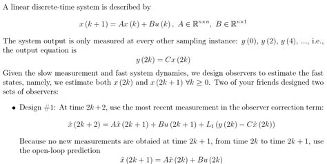 solved a linear discrete time system is described by x k