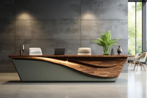 Premium Photo A Modern Reception Desk Design In A Modern Office