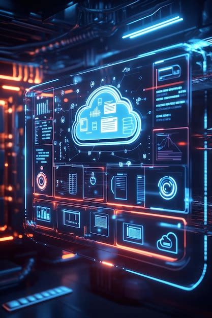 Cloud File Integration An Advanced Glowing Holographic Interface