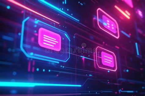 Floating Message Bubbles In A Digital Chat Interface With Vibrant Glowing Notifications And