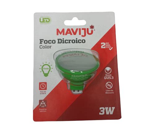 Foco Dicroico Led GU5 3 Luz Verde 3W Maviju Electrimundo D D