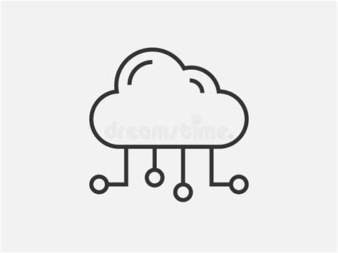 Technology Icon Vector Cloud Computing Connection Big Data Global Server Line Design Symbol