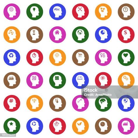 생각 머리 아이콘 원안에 흰색 플랫 디자인 벡터 일러스트레이션 생태계에 대한 스톡 벡터 아트 및 기타 이미지 생태계 잎
