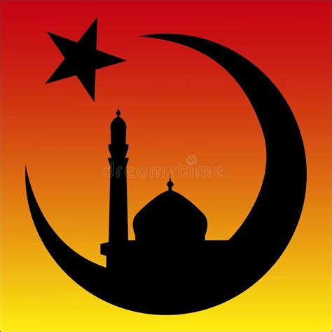 Arabesquezonsopgang En Moskee Symbool Van Islam Vec Vector