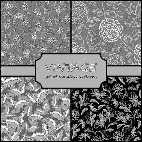 Seamless Vintage Floral Background Collection Vector Background Stock