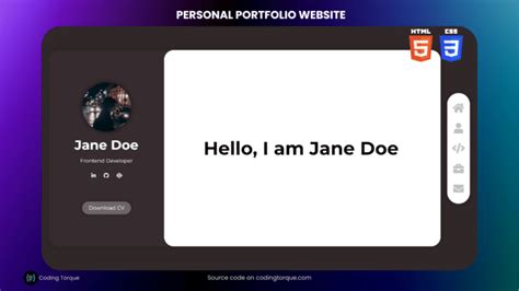 Personal Portfolio Website Using Html And Css Coding Torque