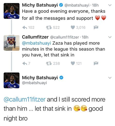 Chelsea Striker Michy Batshuayi Shuts Down West Ham Fan Daily Mail Online