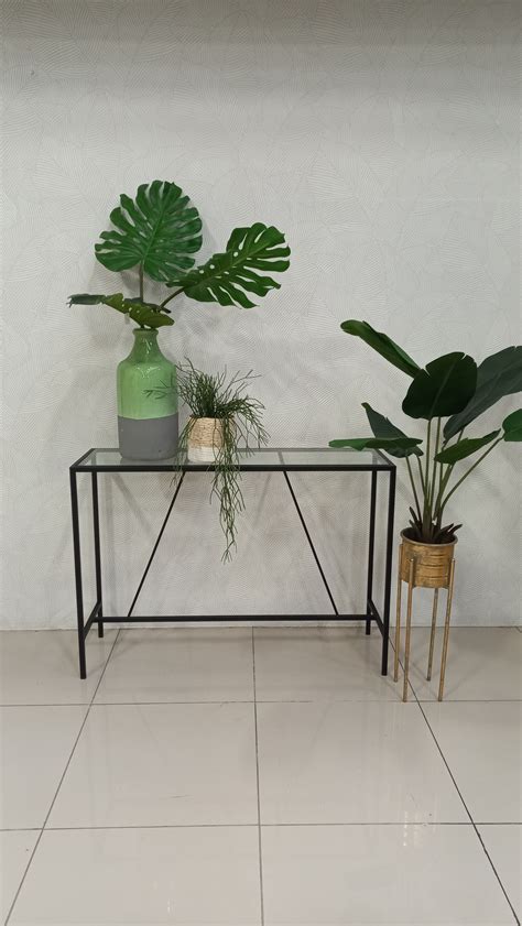 Metal Console Server With Glass Top Modern Steel Frame Table Bellville Furniture