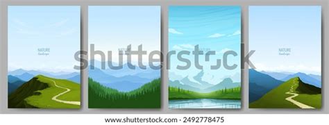 3119 جبل ونهر وبحيرة وأرض كرتون Stock Vectors And Vector Art