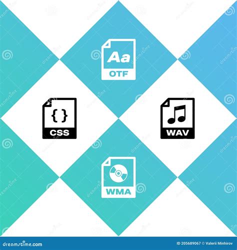 Set Css File Document Wma Otf And Wav Icon Vector Stock Vector