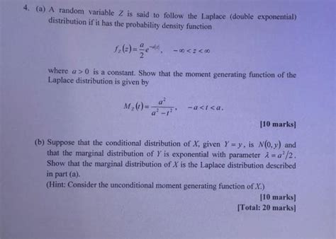 solved a a random variable z is said to follow the laplace