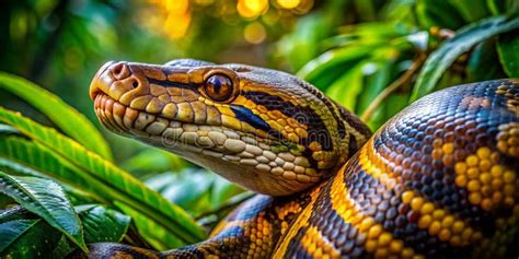 Unveiling The Majesty Of A Reticulated Python In A Lush Tropical Rainforest Ecosystem A Stunning