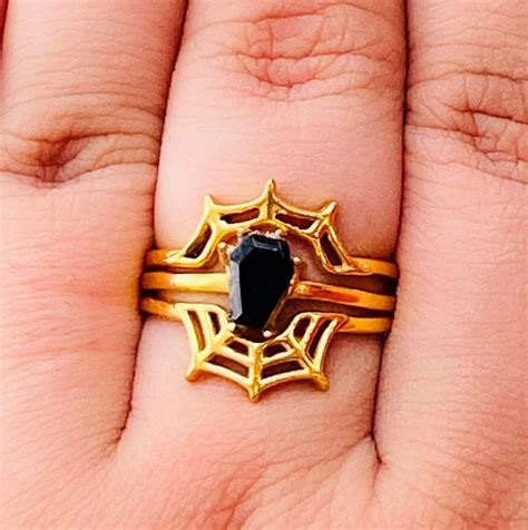 Spider Ring Moonstone Ring Spider Wep Ring 3 Band Spider Ring Gothic