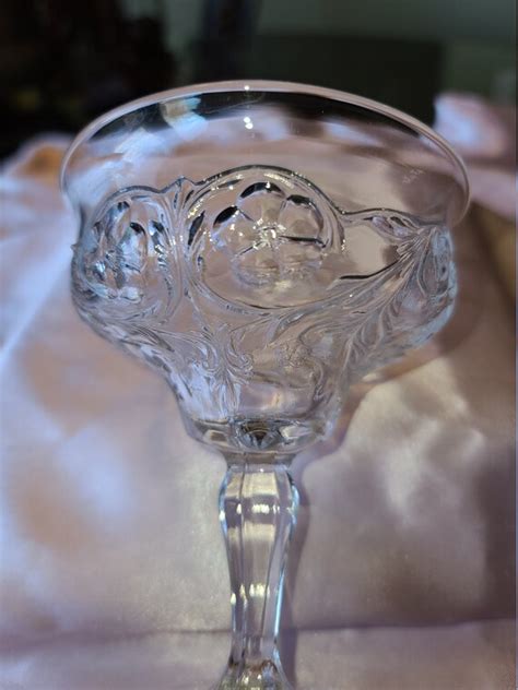 Champagne And Coupe Glasses Vintage Set Of 2 Carved Floral Champagne