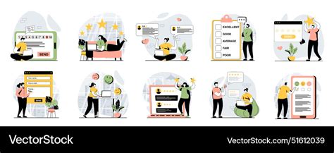 feedback web concept with people scenes mega set vector image
