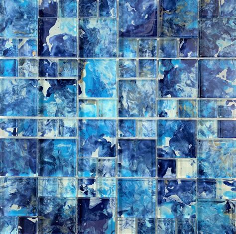 Shop Brush Blue Mix Glass Pool Mosaic Tile Stylish And Durable Tiles