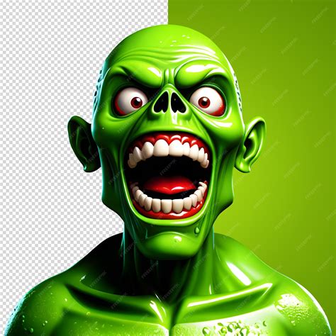 Premium Psd 3d Character Scary Zombie Face 3d Rendering Style In