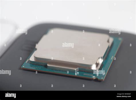 Central Processing Unit Cpu Processor Microchip On The Packaging Box Isolated On White