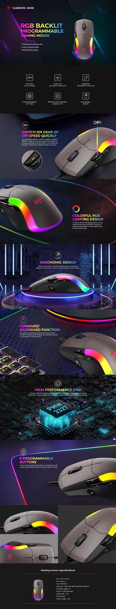 Havit Ms959 Rgb Backlit Programmable Gaming Mouse