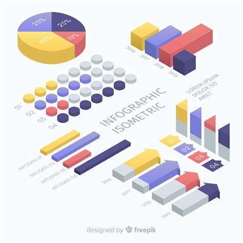 아이소 메트릭 Infographic 템플릿 무료 벡터